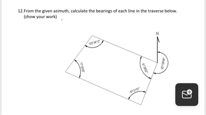 Solved 12. From the given azimuth, calculate the bearings of | Chegg.com