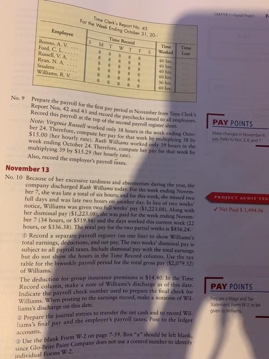 7-6 CHAPTER 7. Paytoll Project Payroll Accounting | Chegg.com