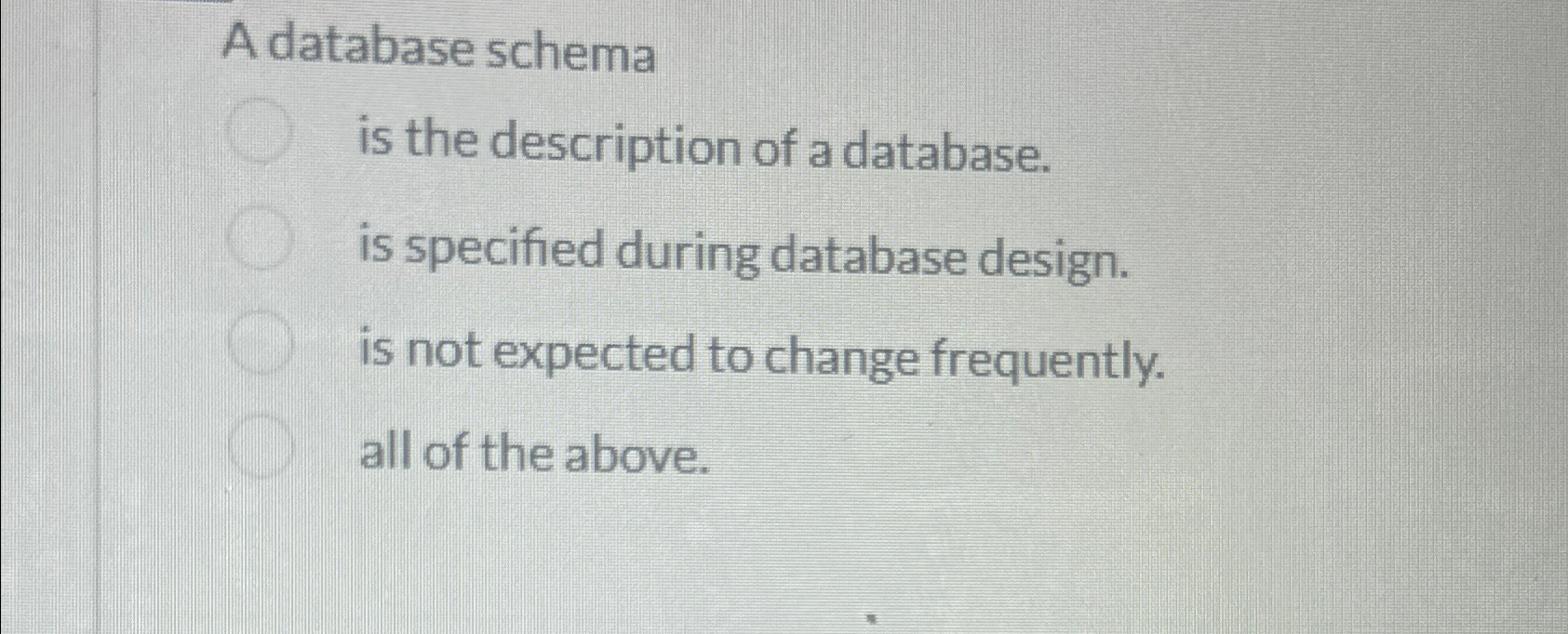 Solved Adatabase schemais the description of a database.is | Chegg.com