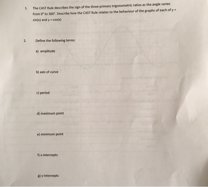 Solved 1. The CAST Rule describes the sign of the three | Chegg.com
