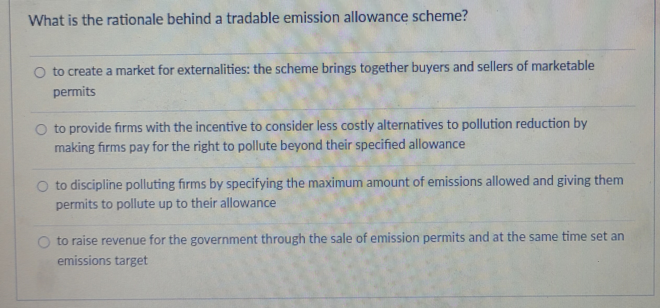 Solved What is the rationale behind a tradable emission | Chegg.com
