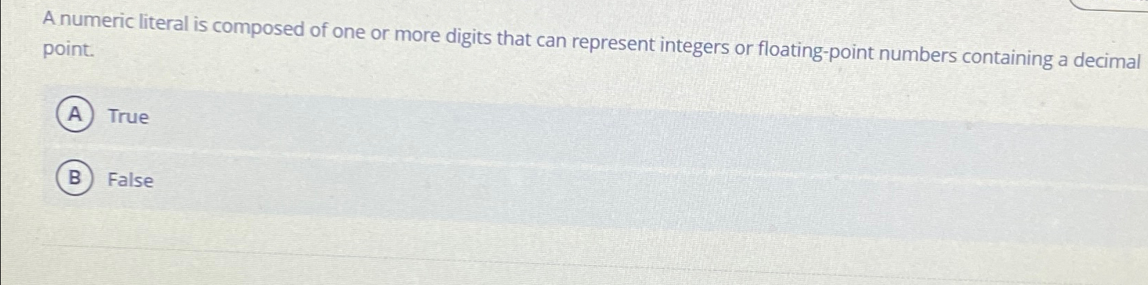 Solved A Numeric Literal Is Composed Of One Or More Digits 2810