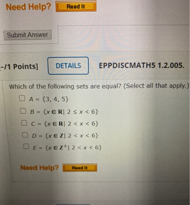 Solved 1. [-15 Points] DETAILS EPPDISCMATH5 1.2.004. (a) Is | Chegg.com