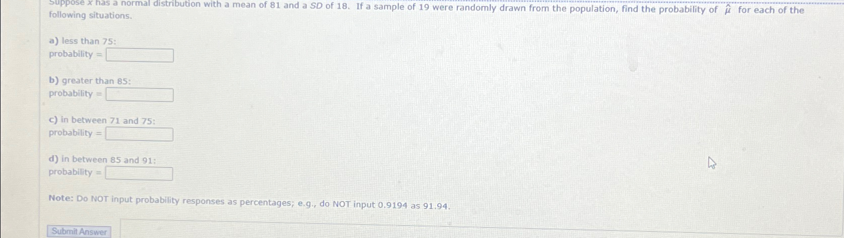 Solved follose x ﻿has a normal distribution with a mean of | Chegg.com