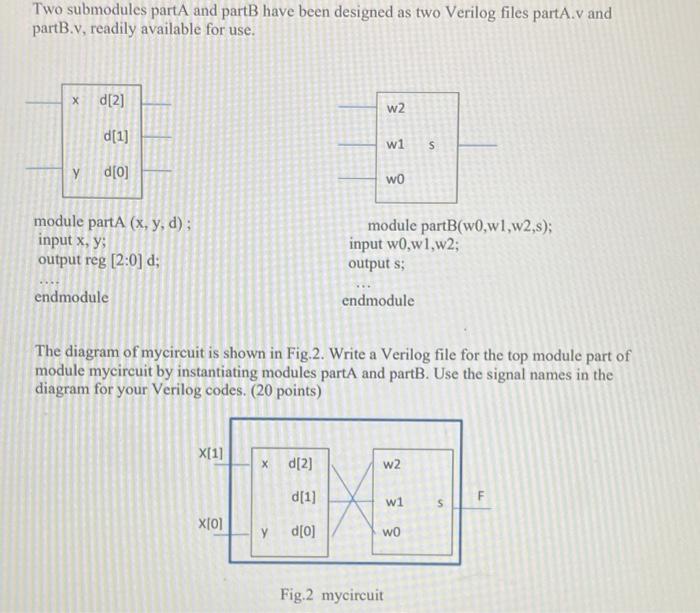 Solved Two submodules partA and partB have been designed as | Chegg.com