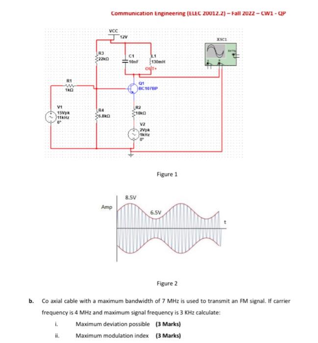 Solved A For An Amplitude Modulator Using Transistor Shown