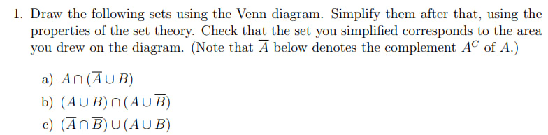Solved Draw the following sets using the Venn diagram. | Chegg.com