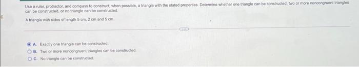 Solved Use a ruler, protractor, and compass to construct, | Chegg.com