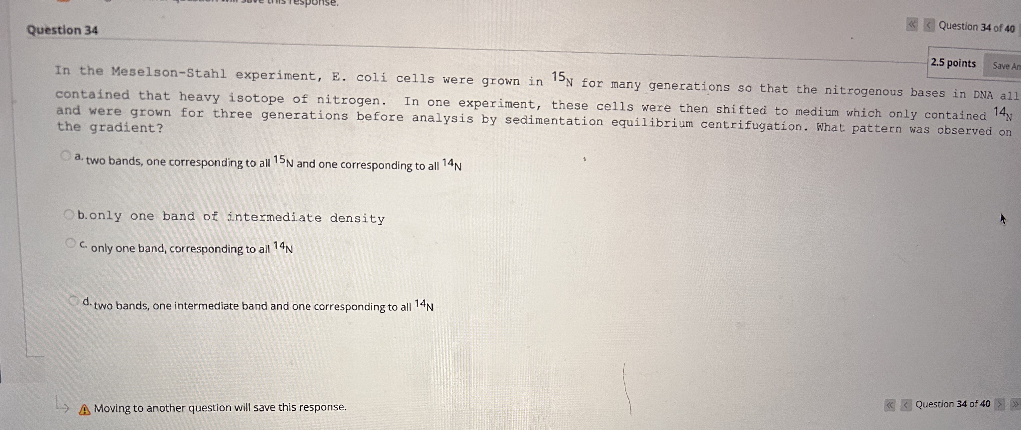 Solved Question 34Question 34 ﻿of 402.5 ﻿pointsIn the | Chegg.com
