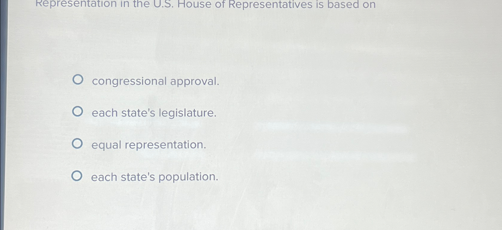 Solved Representation in the U.S. ﻿House of Representatives | Chegg.com