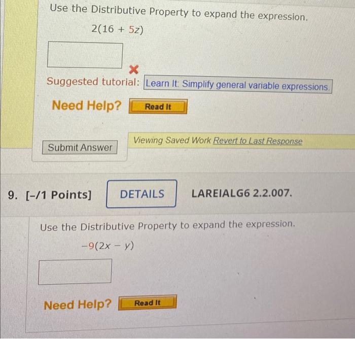Solved Use the Distributive Property to expand the | Chegg.com