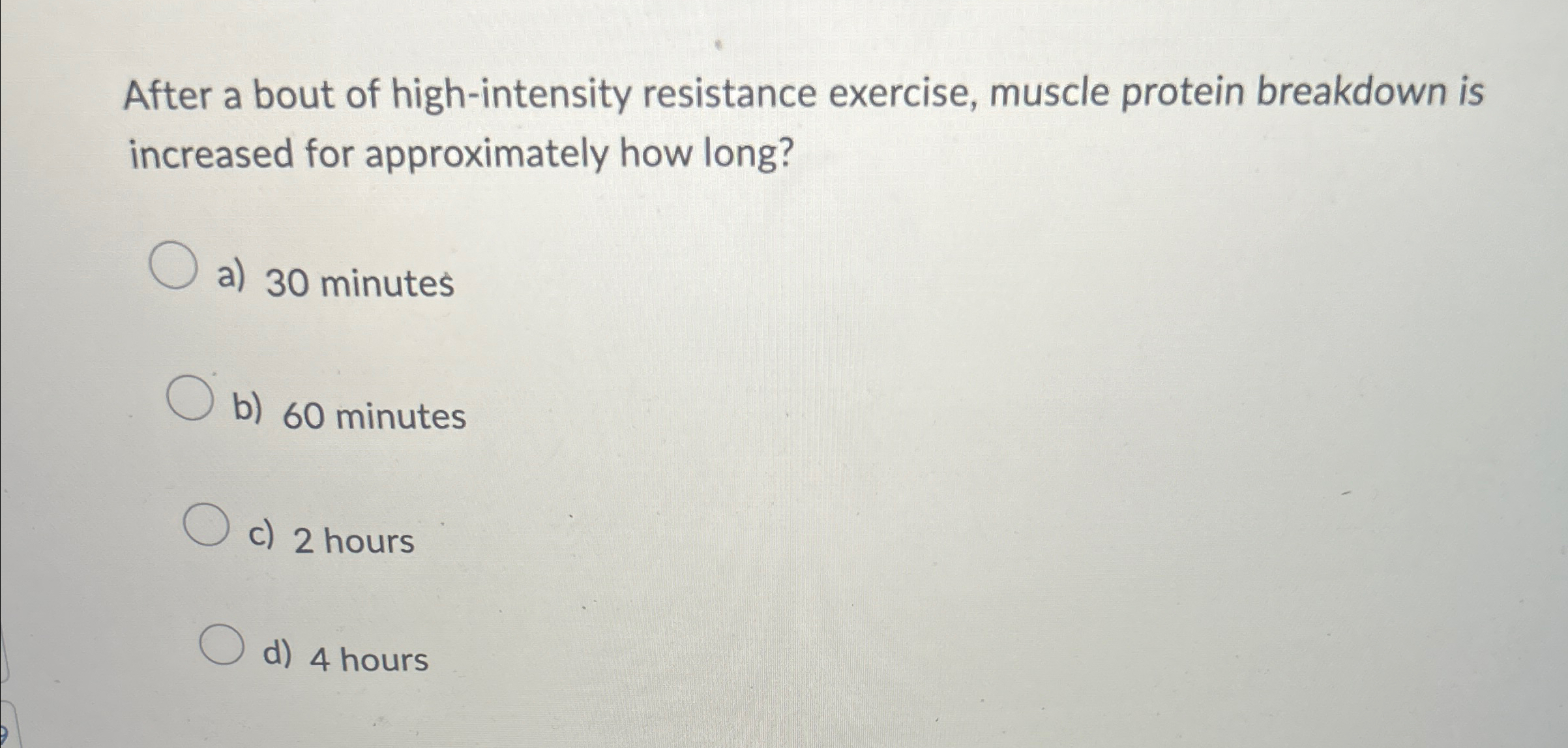 Solved After a bout of high-intensity resistance exercise, | Chegg.com