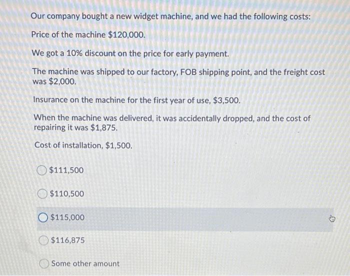 Solved Our company bought a new widget machine, and we had | Chegg.com