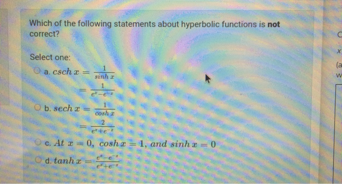 Solved Which of the following statements about hyperbolic | Chegg.com