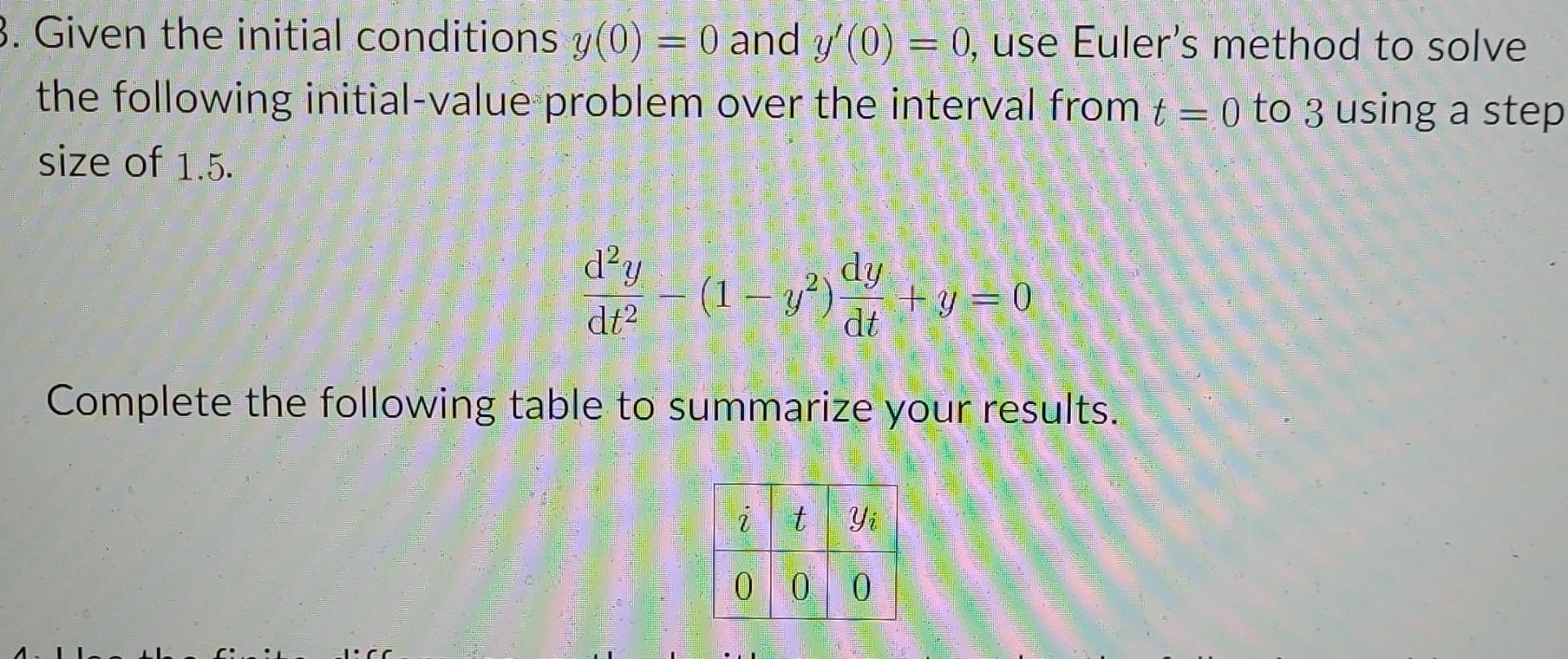 Solved Given the initial conditions y(0)=0 and y′(0)=0, use | Chegg.com