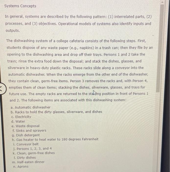 Solved Systems Concepts In general, systems are described by | Chegg.com