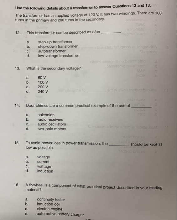 Solved Use the following details about a transformer to | Chegg.com