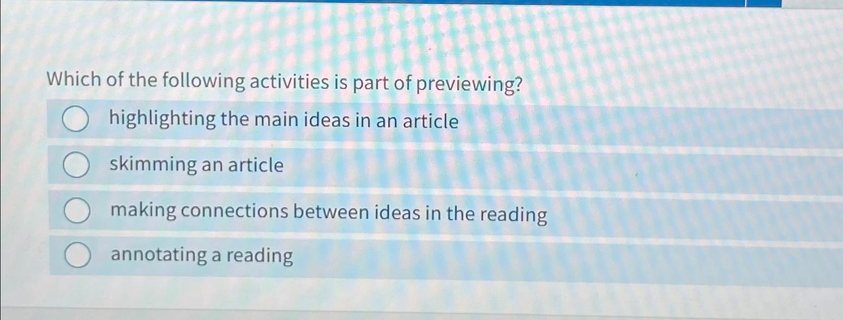 Solved Which of the following activities is part of | Chegg.com