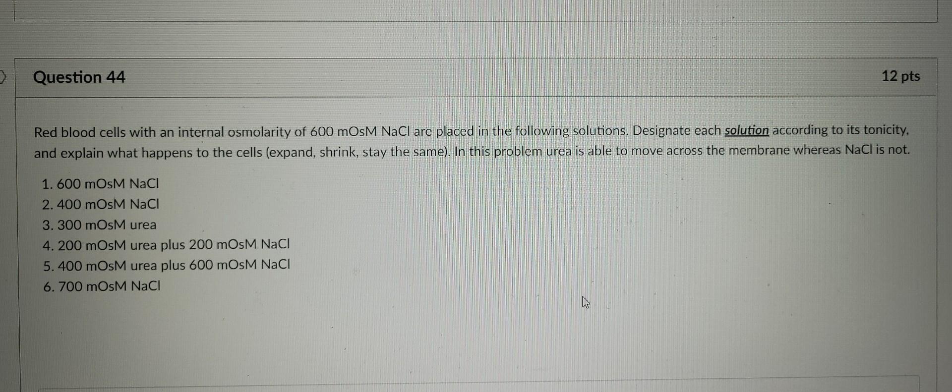 Solved Red blood cells with an internal osmolarity of | Chegg.com