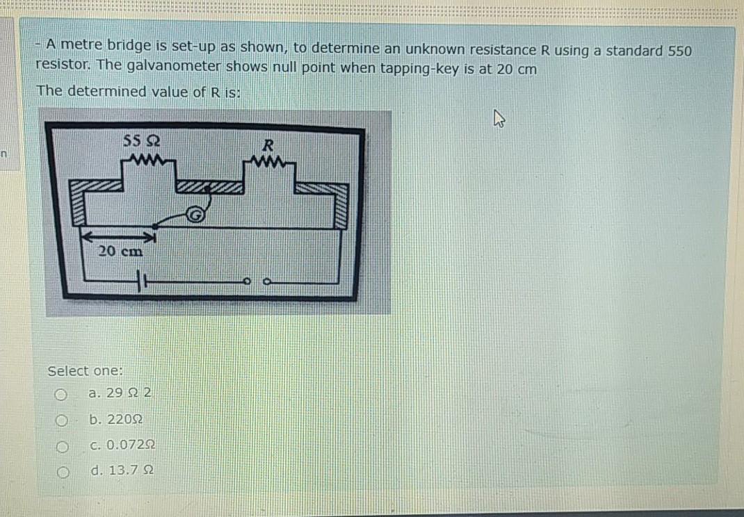 Solved A metre bridge is set-up as shown, to determine an | Chegg.com