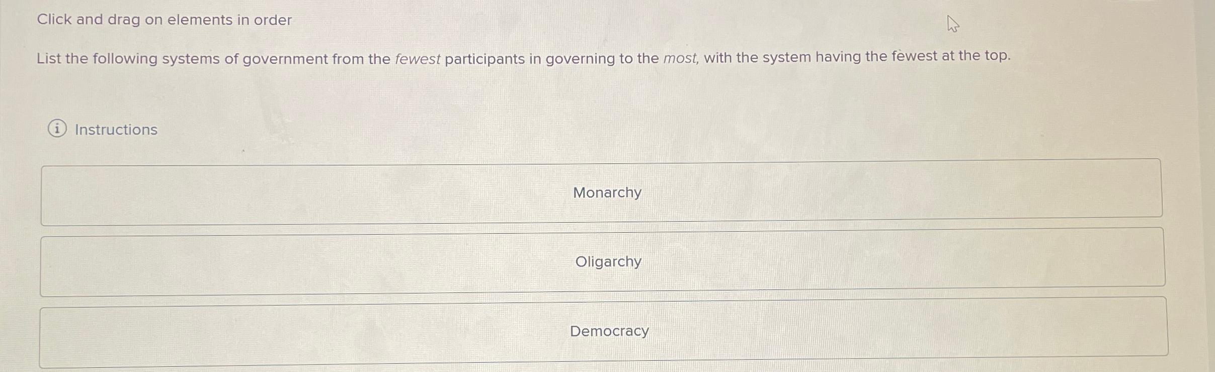 Solved Click and drag on elements in orderList the following | Chegg.com