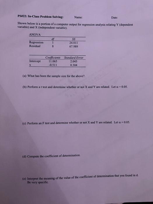 Solved Psn22 In Class Problem Solving Name Date Shown