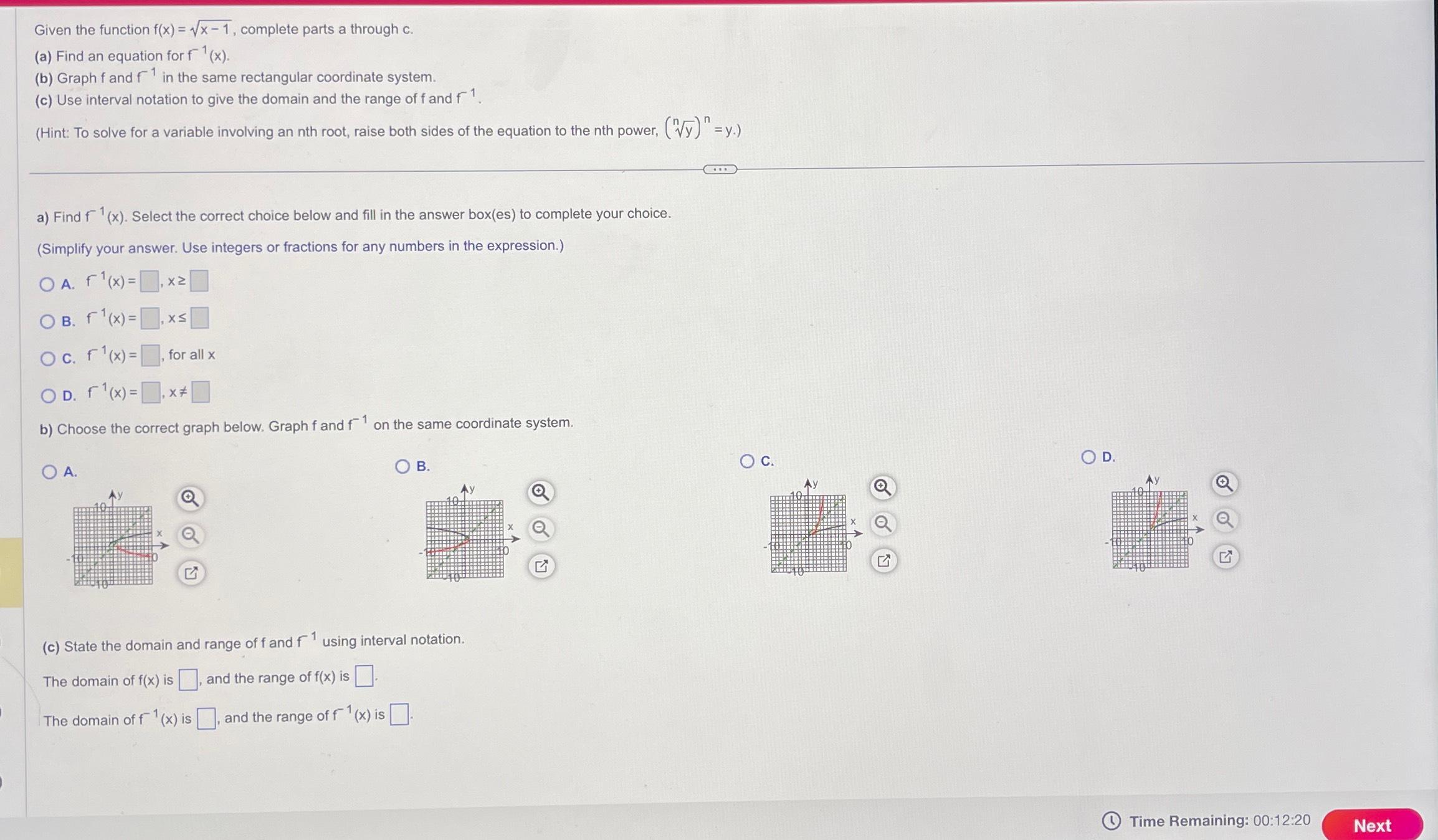 Solved Given the function f(x)=x-12, ﻿complete parts a | Chegg.com