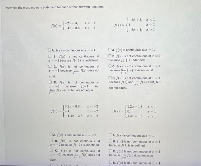 Solved Determine the most accurate statement for each of the | Chegg.com
