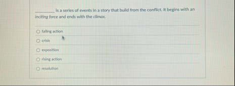 Solved is a series of events in a story that build from the | Chegg.com