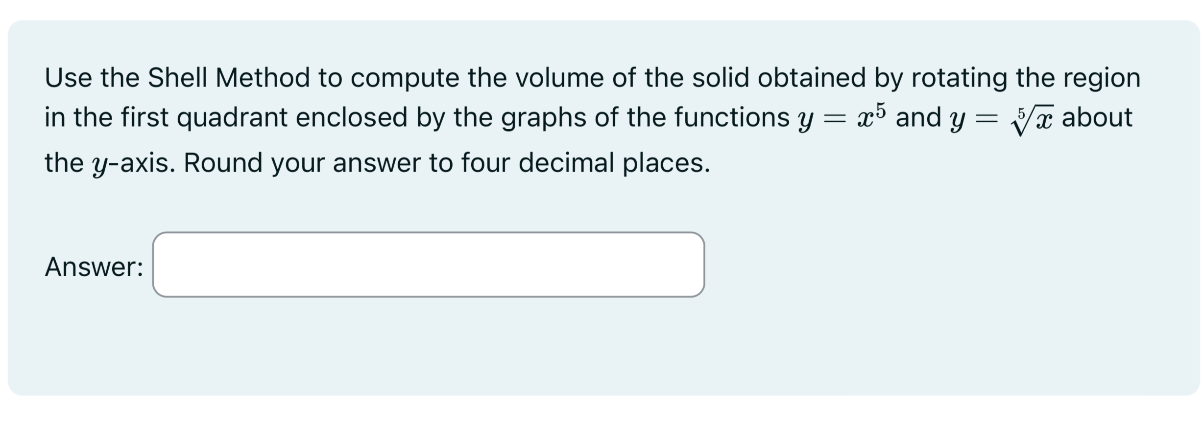 Solved Use the Shell Method to compute the volume of the | Chegg.com