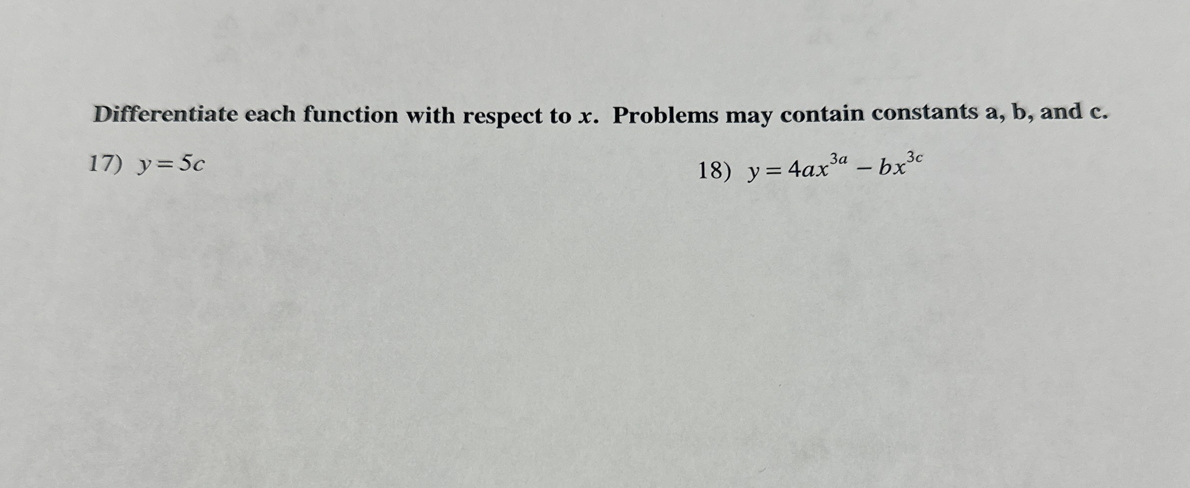 Solved Differentiate each function with respect to x. | Chegg.com