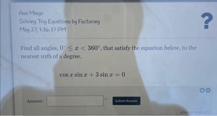 Solved Find all angles, 0∘≤x