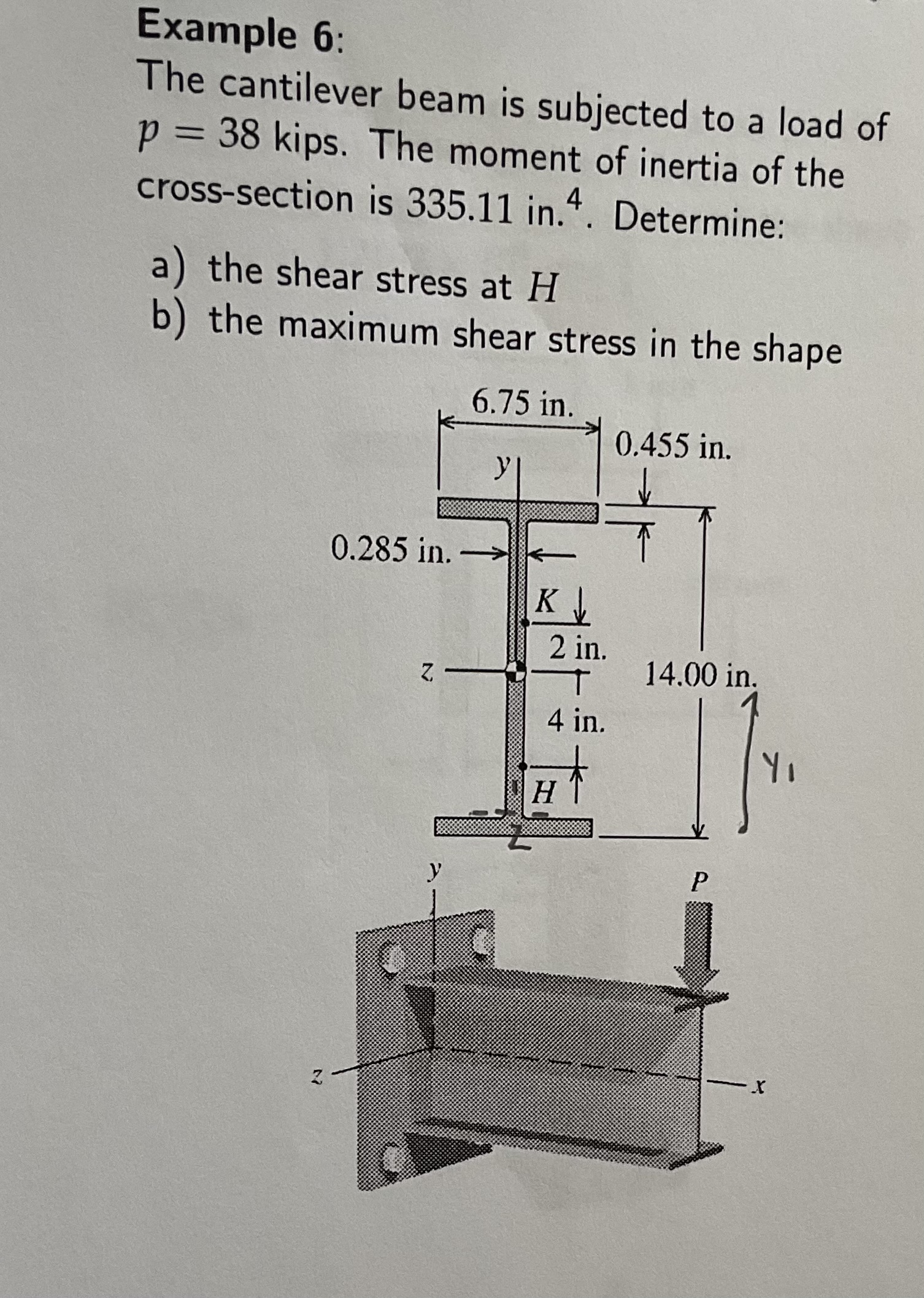 Solved Example 6:The cantilever beam is subjected to a load | Chegg.com