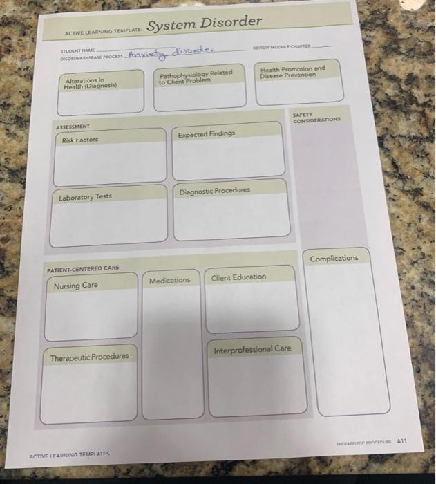 Solved System Disorder ACTIVE LEARNING TEMPLATE STUDENT NAME | Chegg.com