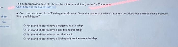 The accompanying data file shows the midterm and | Chegg.com