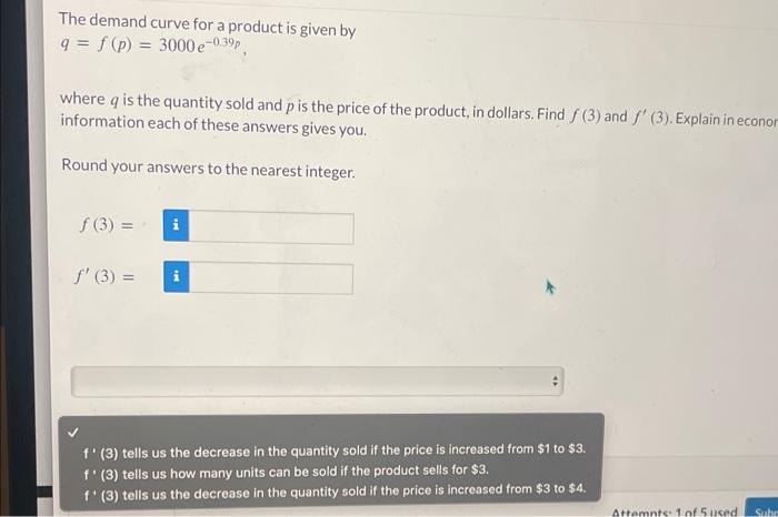 Solved The demand curve for a product is given by | Chegg.com