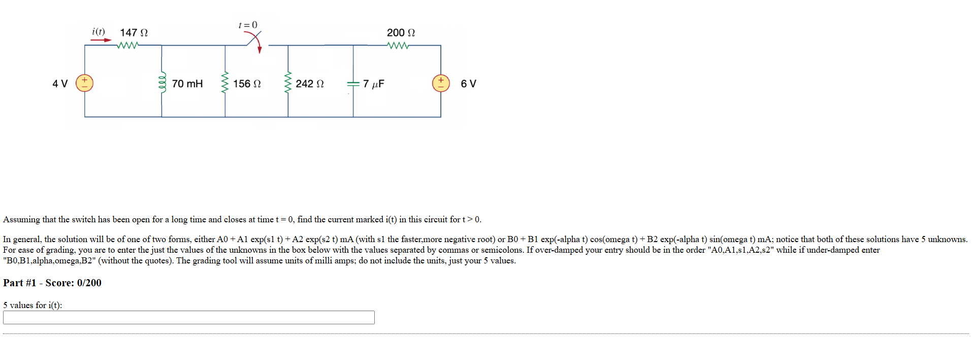Solved Assuming that the switch has been open for a long | Chegg.com