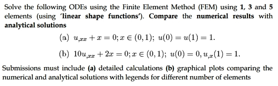 Solved Solve the following ODEs using the Finite Element | Chegg.com