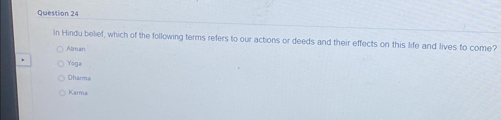 Solved Question 24In Hindu belief, which of the following | Chegg.com