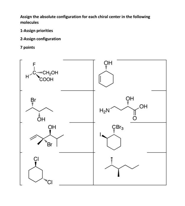 Solved Assign the absolute configuration for each chiral | Chegg.com