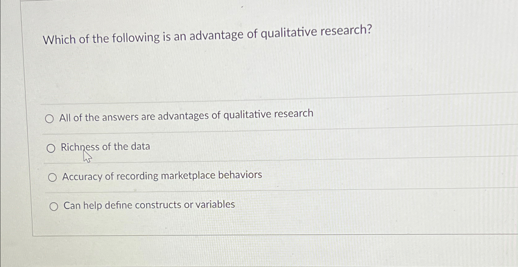Solved Which of the following is an advantage of qualitative | Chegg.com