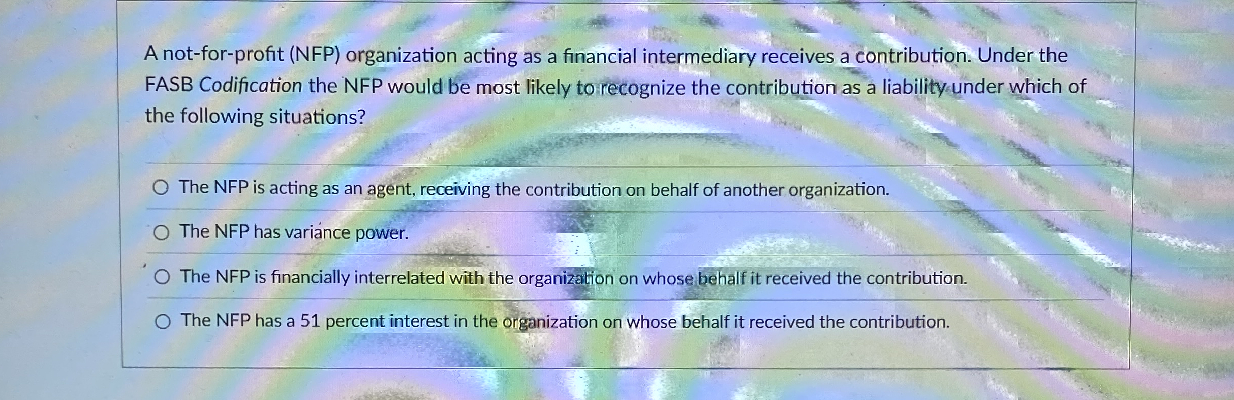 Solved A not-for-profit (NFP) ﻿organization acting as a | Chegg.com