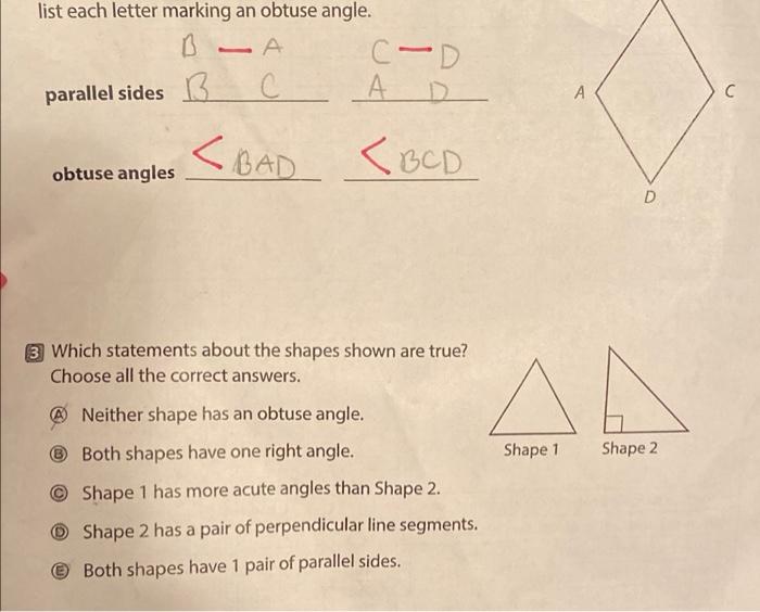 Solved list each letter marking an obtuse angle. B А. C-D | Chegg.com