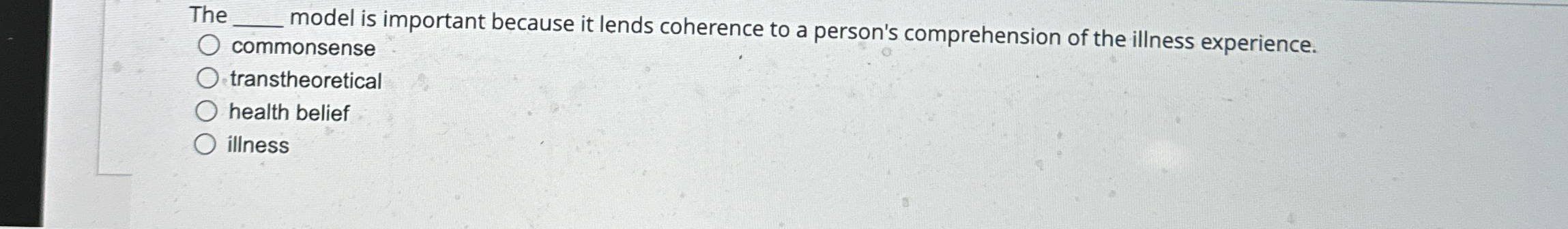 Solved The model is important because it lends coherence to | Chegg.com
