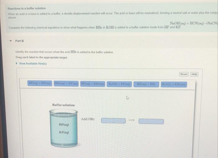 Solved Reactions in a buffer solution shown. | Chegg.com