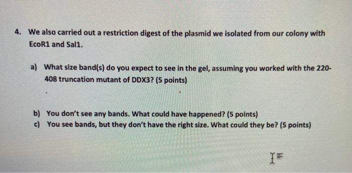 Solved the question is based off of a restriction digest | Chegg.com