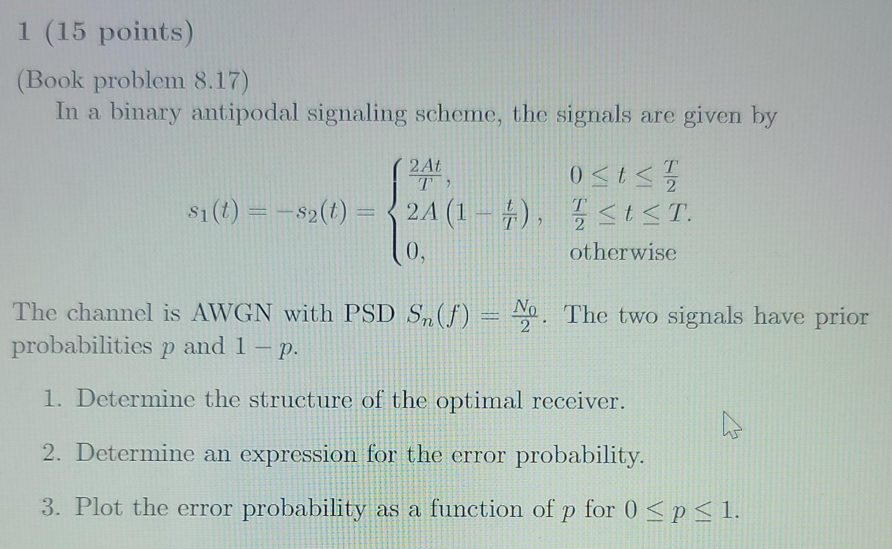 Solved 1 (15 points) (Book problem 8.17) In a binary | Chegg.com