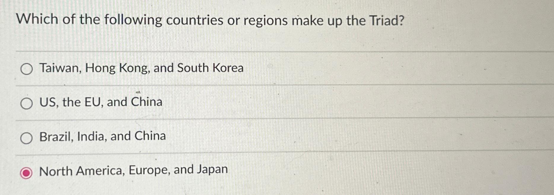 Solved Which of the following countries or regions make up | Chegg.com
