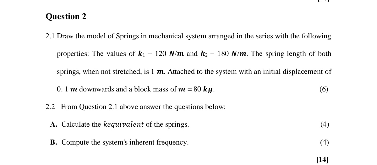Solved Question 22.1 ﻿Draw the model of Springs in | Chegg.com