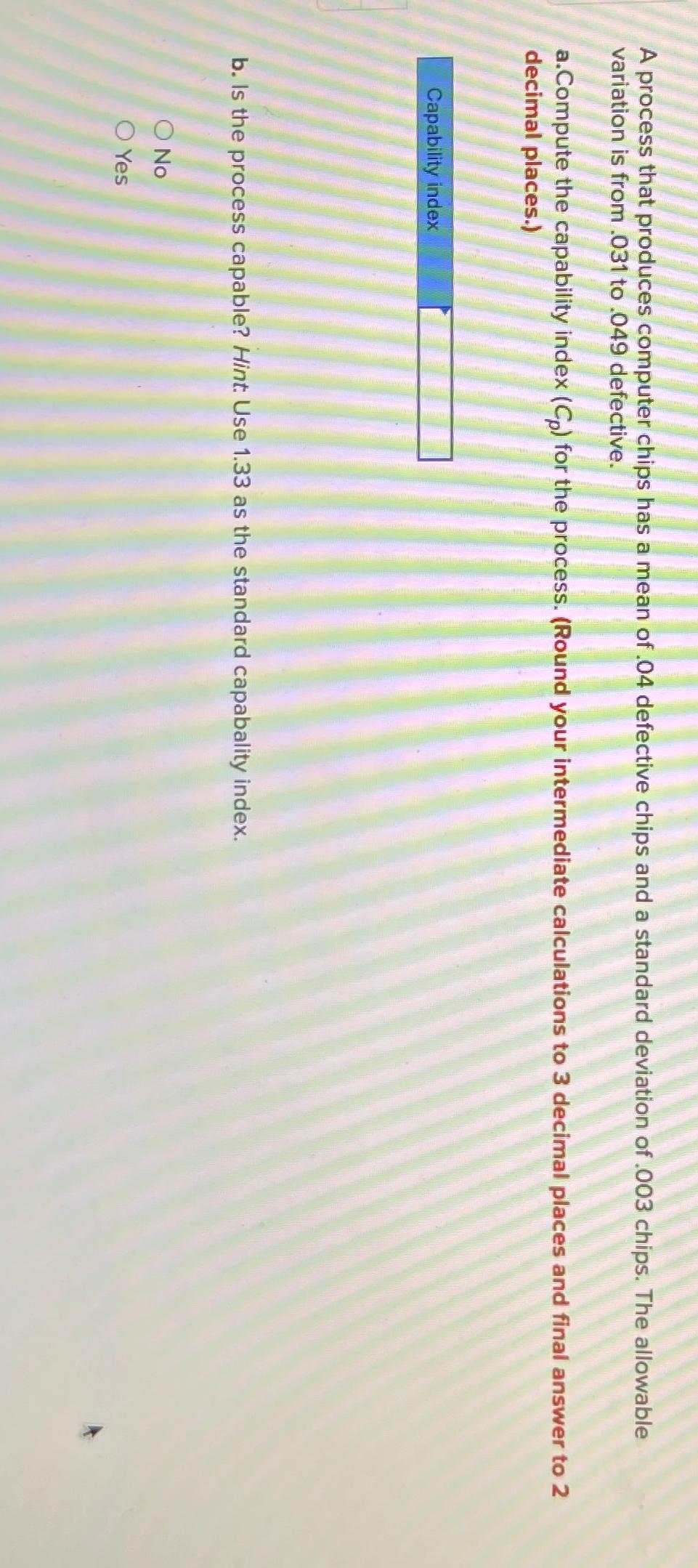 Solved A process that produces computer chips has a mean of | Chegg.com